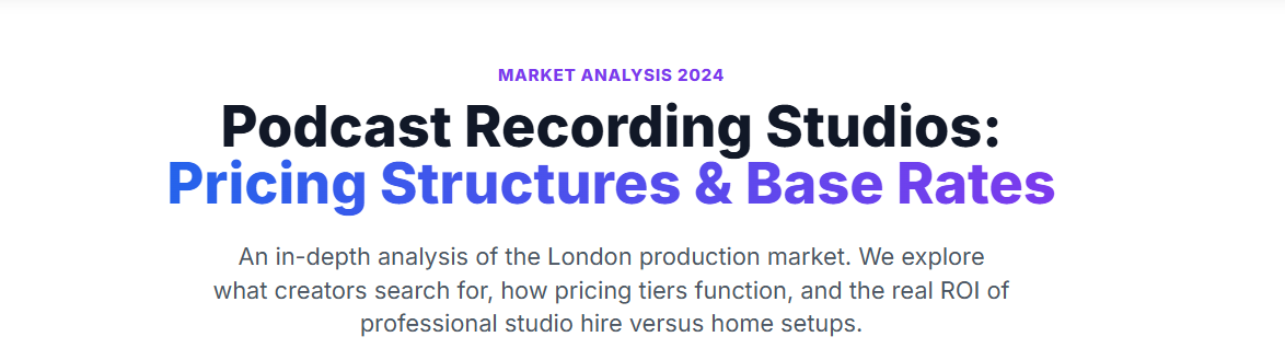 Podcast Recording Studio Analysis: Tiered Pricing Structures and Base Rates